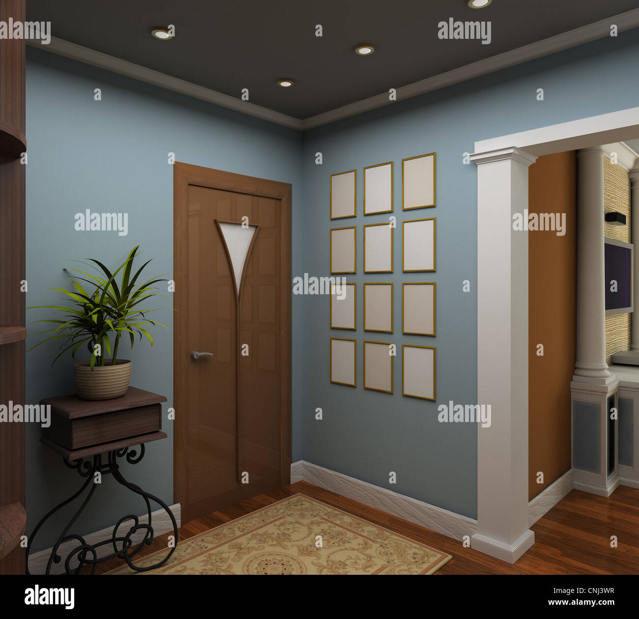 Classic design interior of vestibule. 3D render Stock Photo - Alamy
