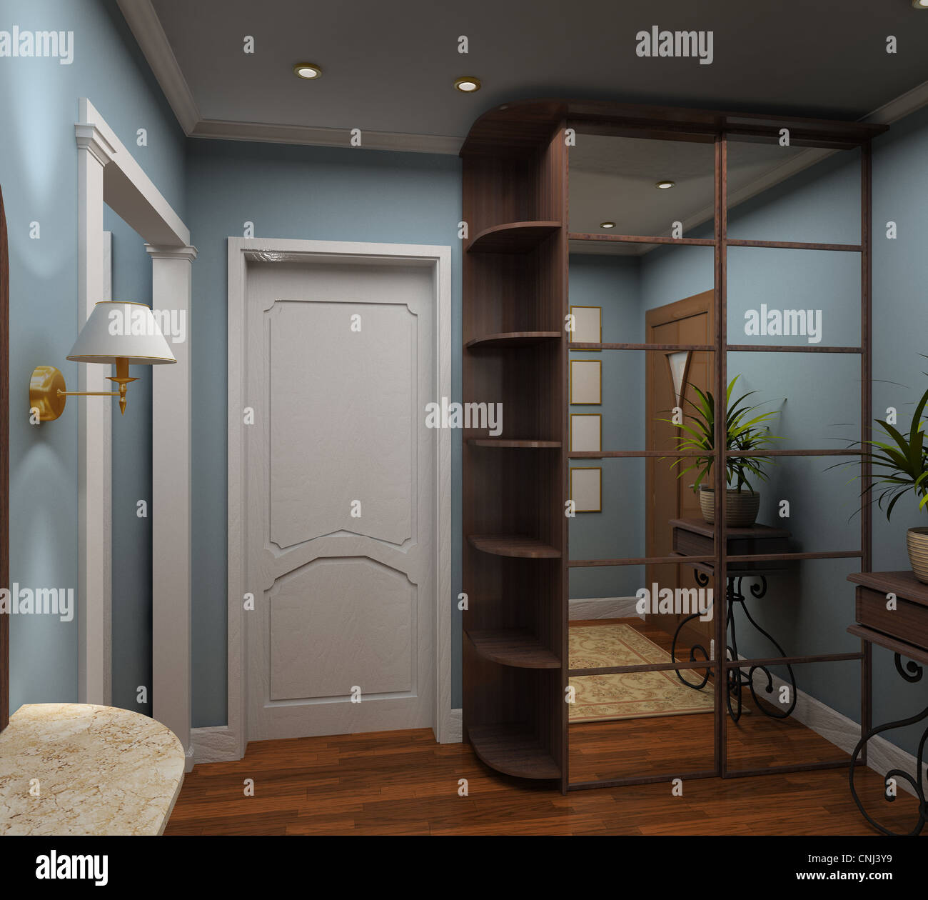 Classic design interior of vestibule. 3D render Stock Photo - Alamy