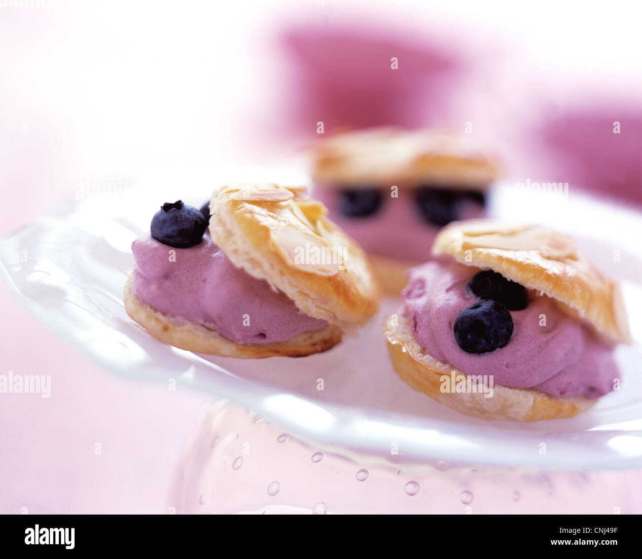Blueberry cream - puff pastries Stock Photo - Alamy