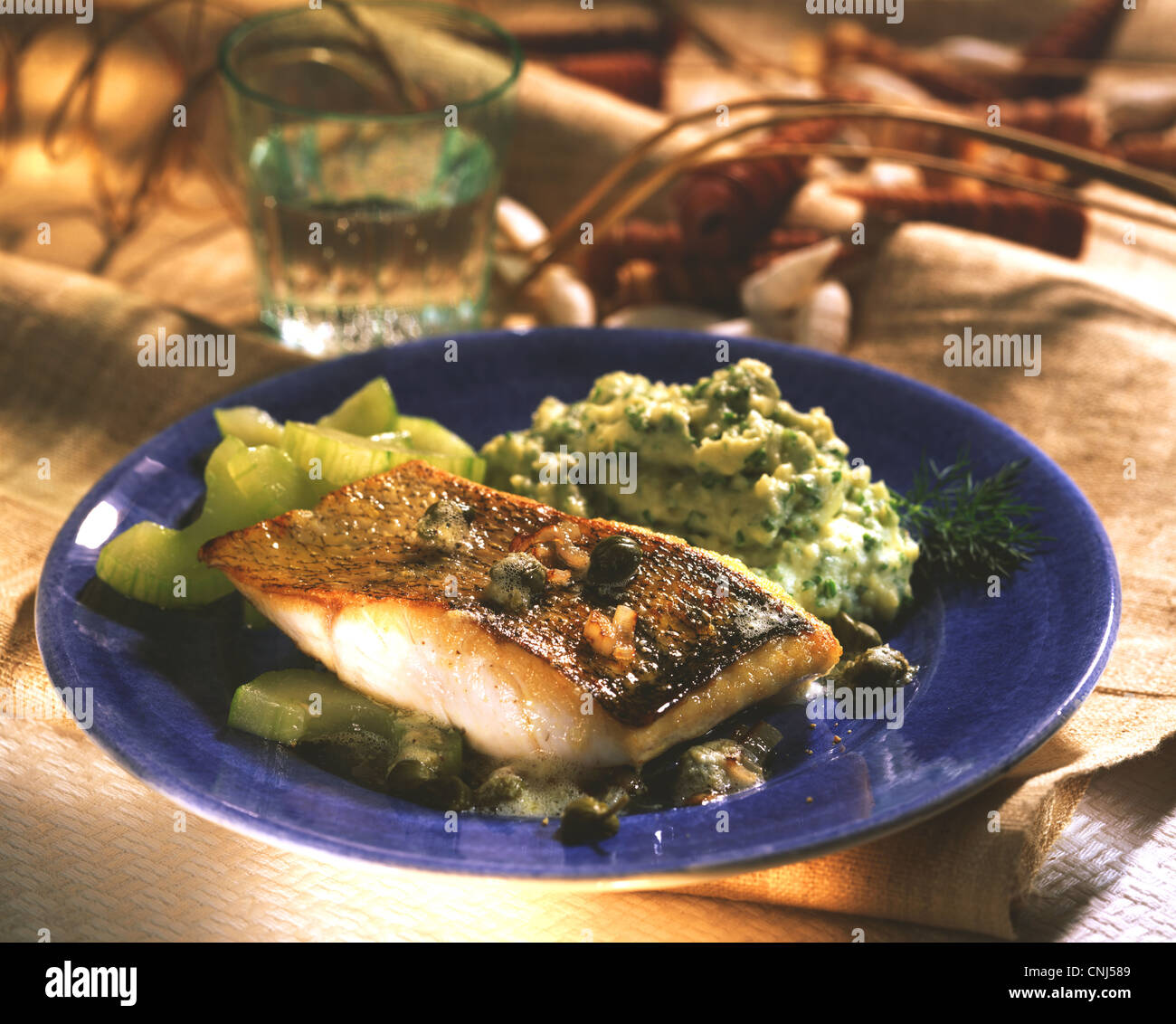 Fried pike perch with caper - butter Stock Photo - Alamy