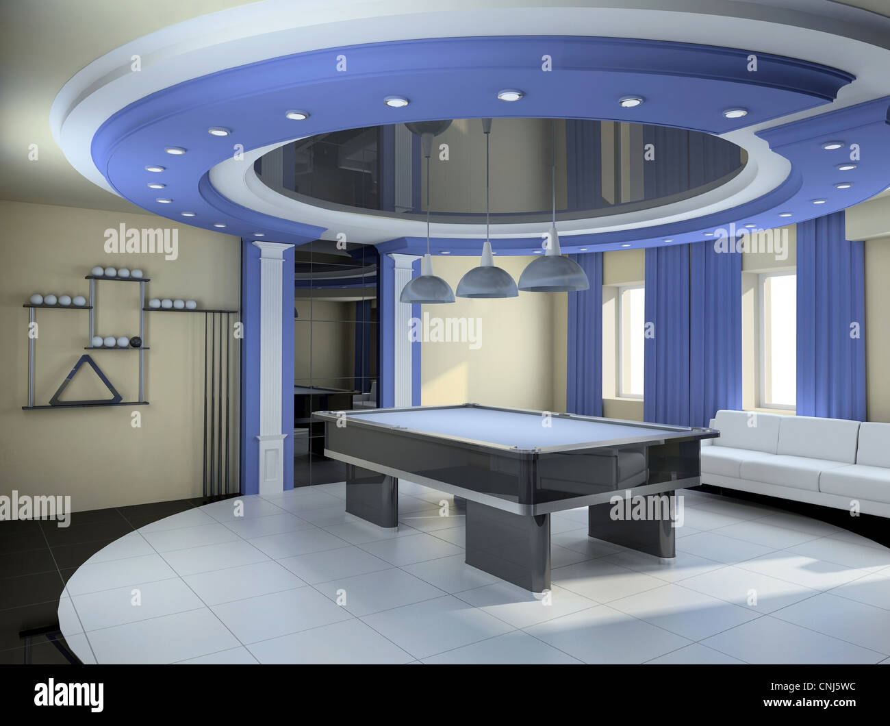 Classical design interior of billiards. 3D render Stock Photo - Alamy