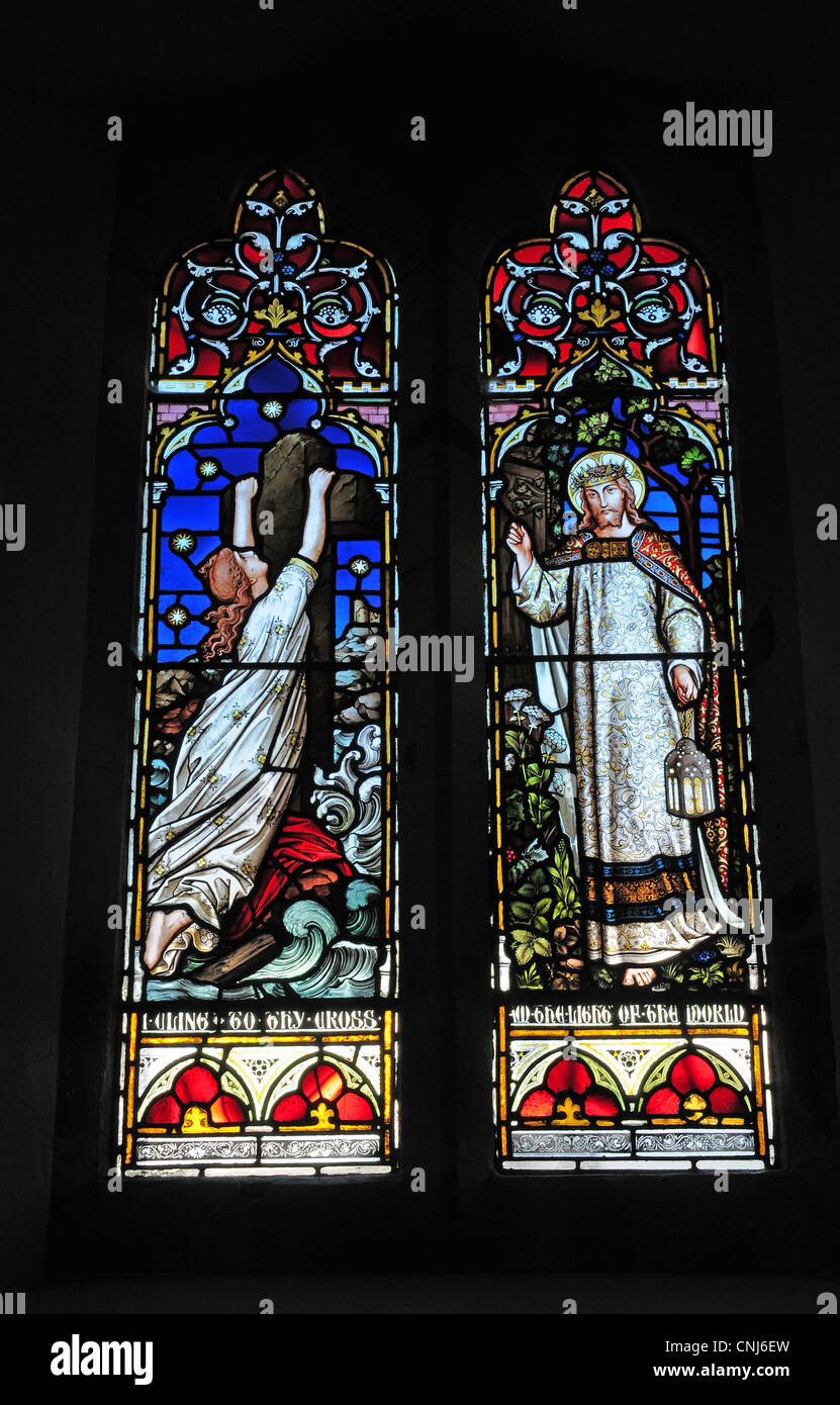 Victorian stained glass window, St Mary's Church Morte Hoe Stock Photo ...