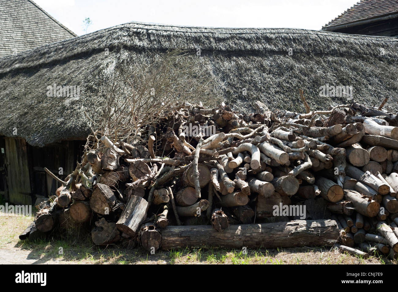 The wood pile at Great Dixter in Northiam, East Sussex, England, UK ...