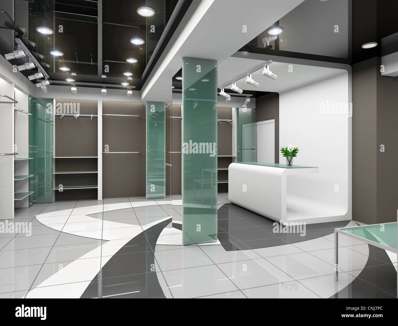 Modern design interior of shop. 3D render Stock Photo - Alamy