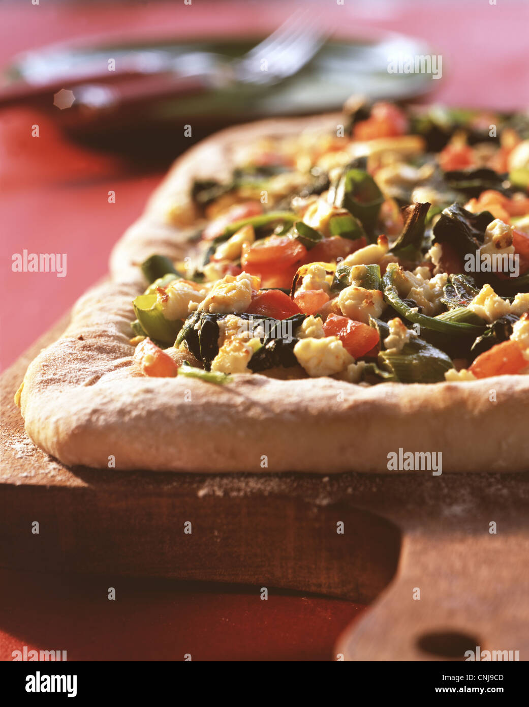 Turkish pizza with spinach Stock Photo - Alamy