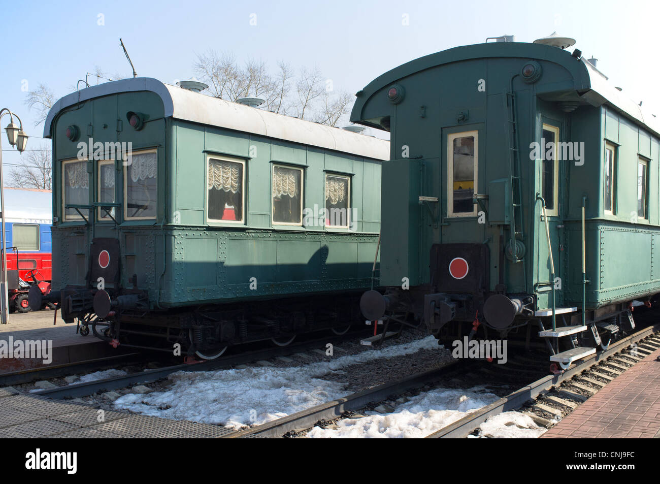 Two old Russian railway cars Stock Photo - Alamy