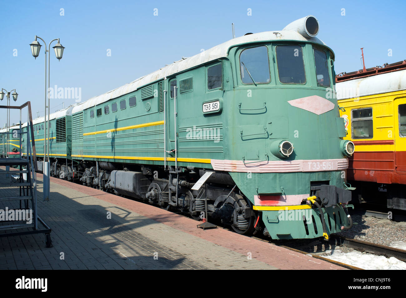 Russian diesel freight locomotive TE3 Stock Photo - Alamy
