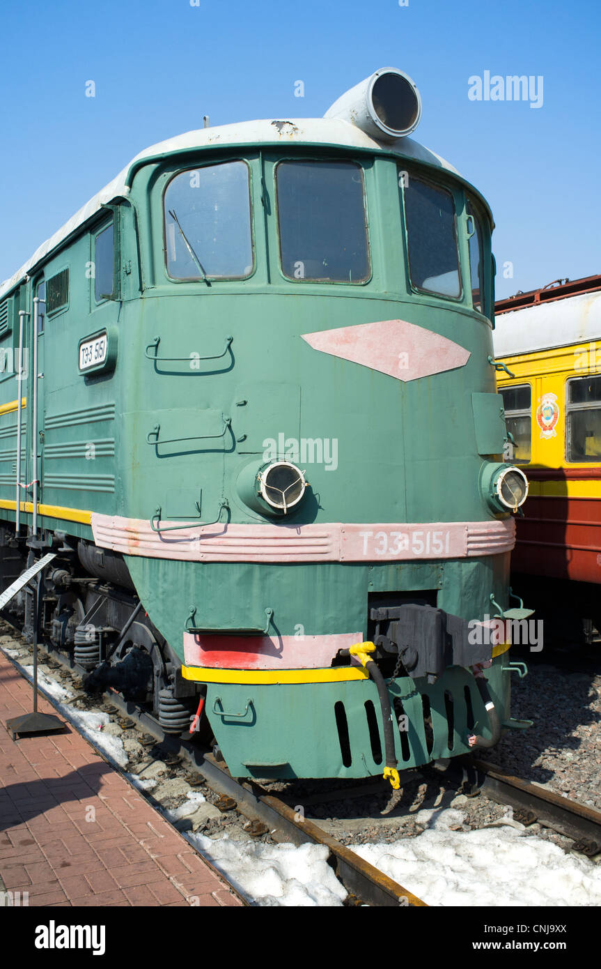Russian diesel freight locomotive TE3 Stock Photo - Alamy