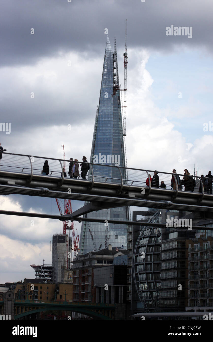 The Shard London with the Millennium Bridge Stock Photo - Alamy