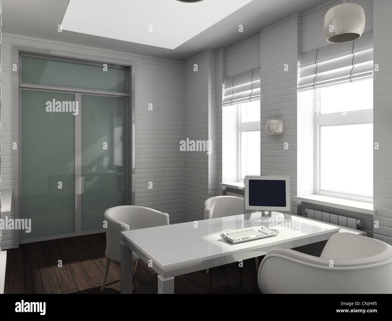 Modern design interior of office. 3D render Stock Photo - Alamy