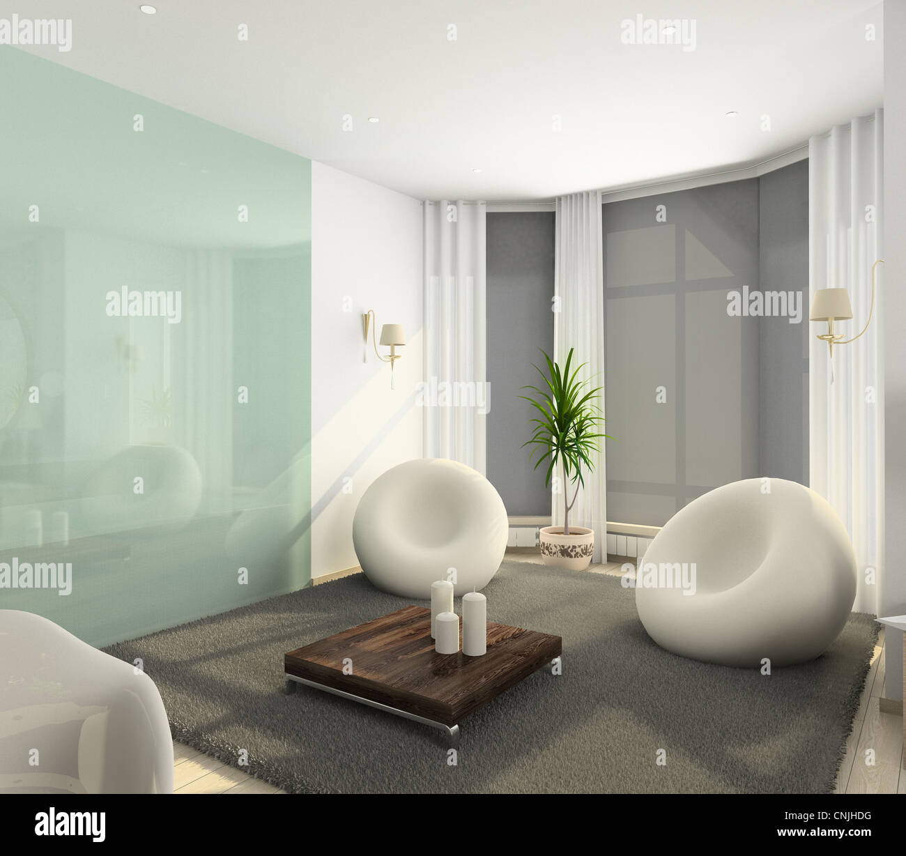 Modern interior. 3D render. Living-room Stock Photo - Alamy
