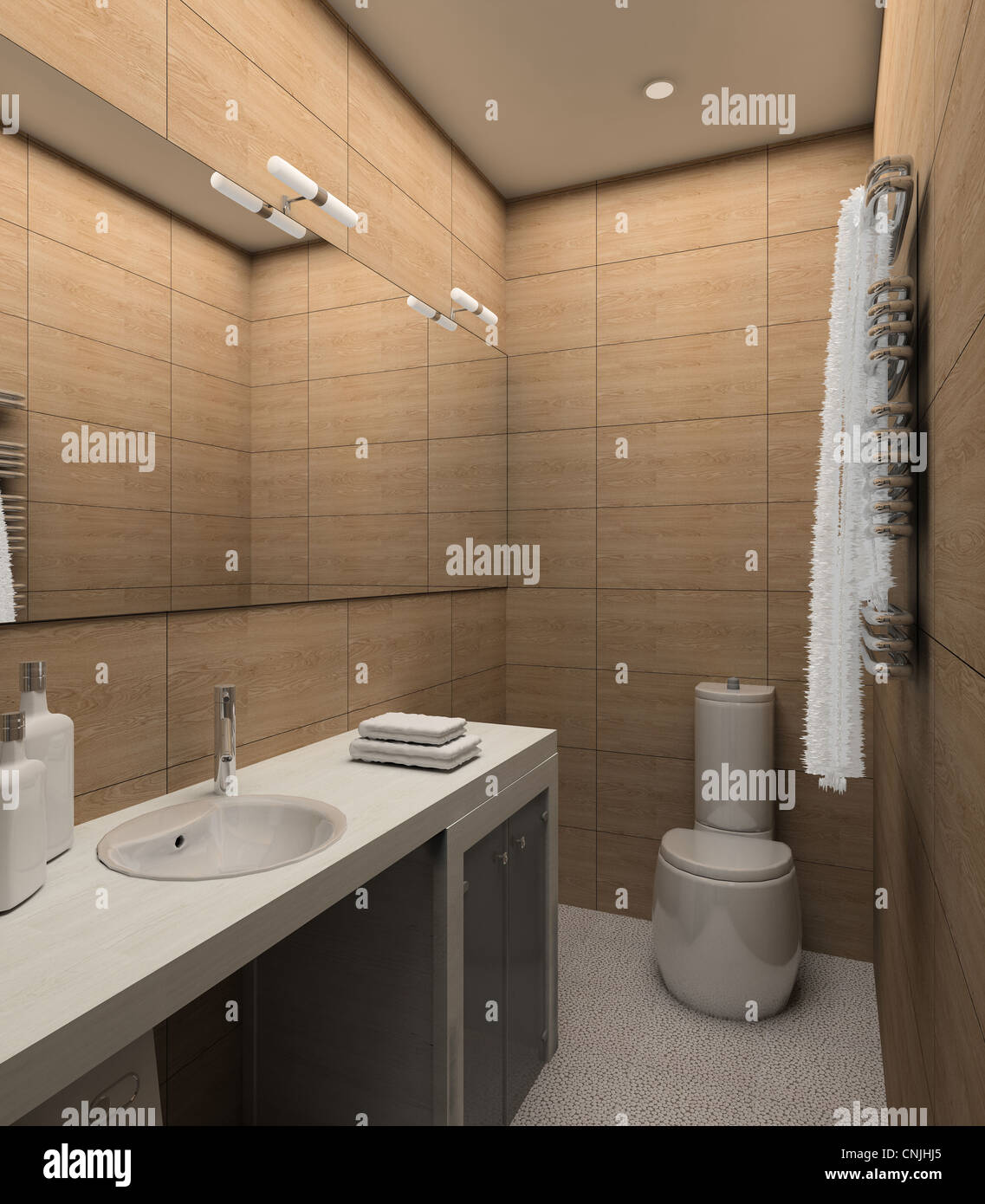 Modern design interior of toilet. 3D render Stock Photo - Alamy