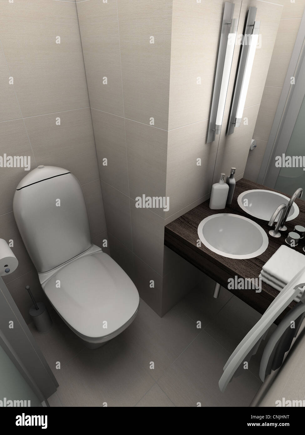 Modern design interior of toilet. 3D render Stock Photo - Alamy