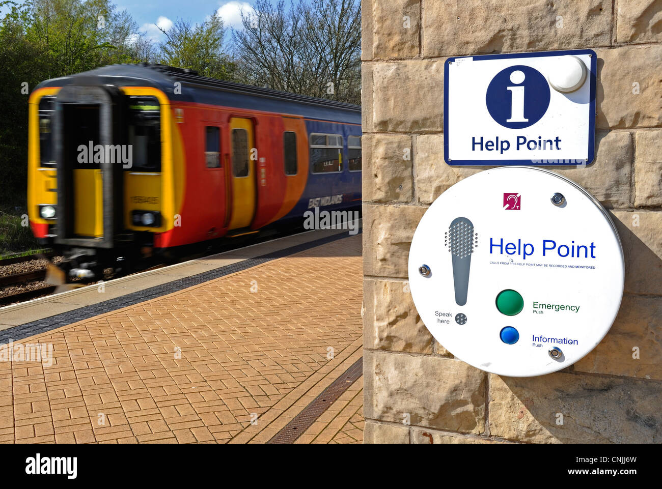 Railway station help point for emergency or information Stock Photo - Alamy