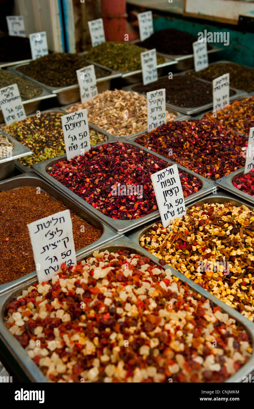 Middle East Israel Jerusalem mehane Yehuda market mixes of spices and ...