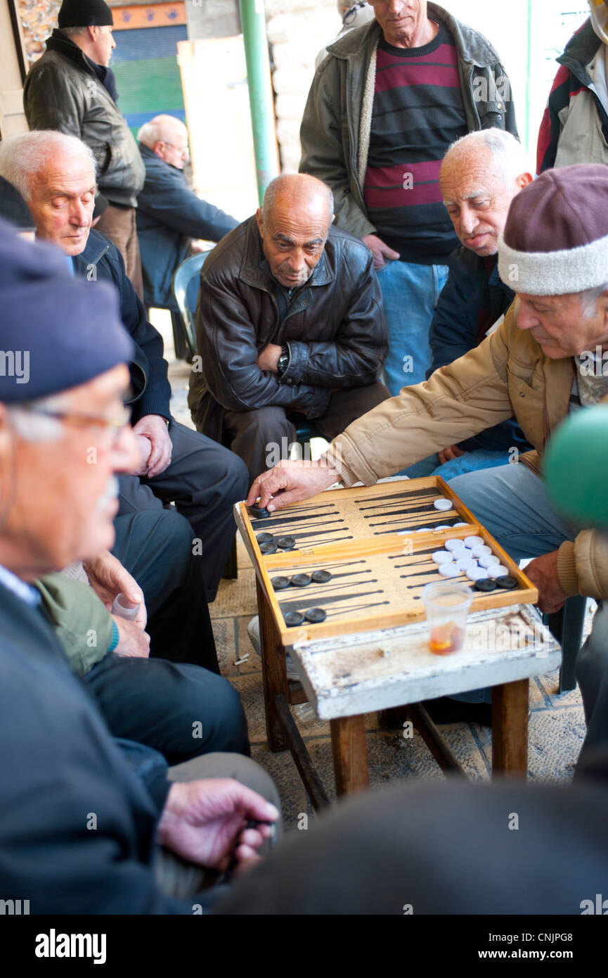 Israel Middle East Jerusalem - men playing the board game backgammon ...