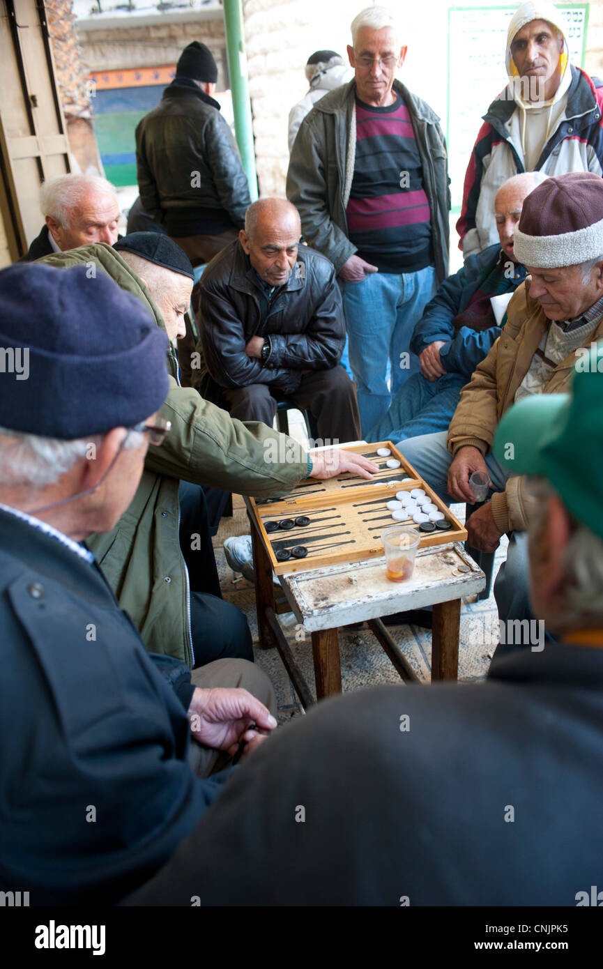 Israel Middle East Jerusalem - men playing the board game backgammon ...
