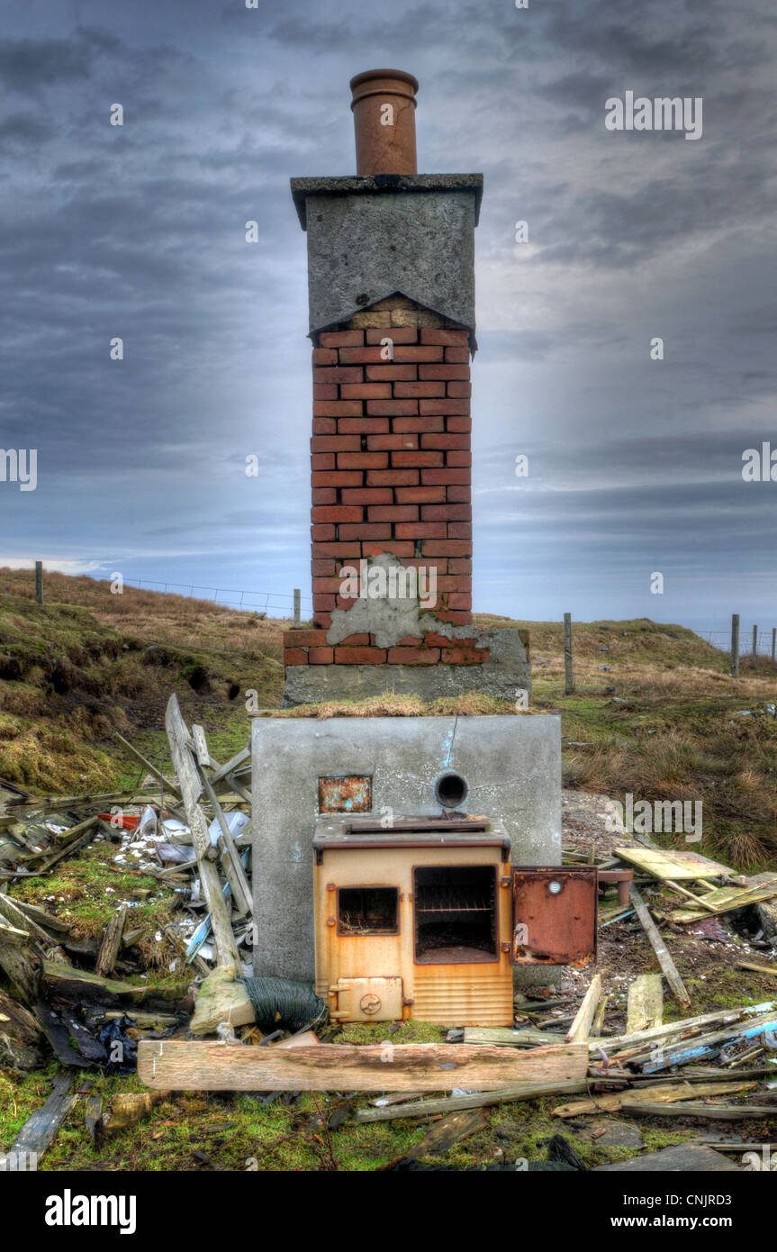 Old Derelict Rayburn and chimney stack Stock Photo - Alamy
