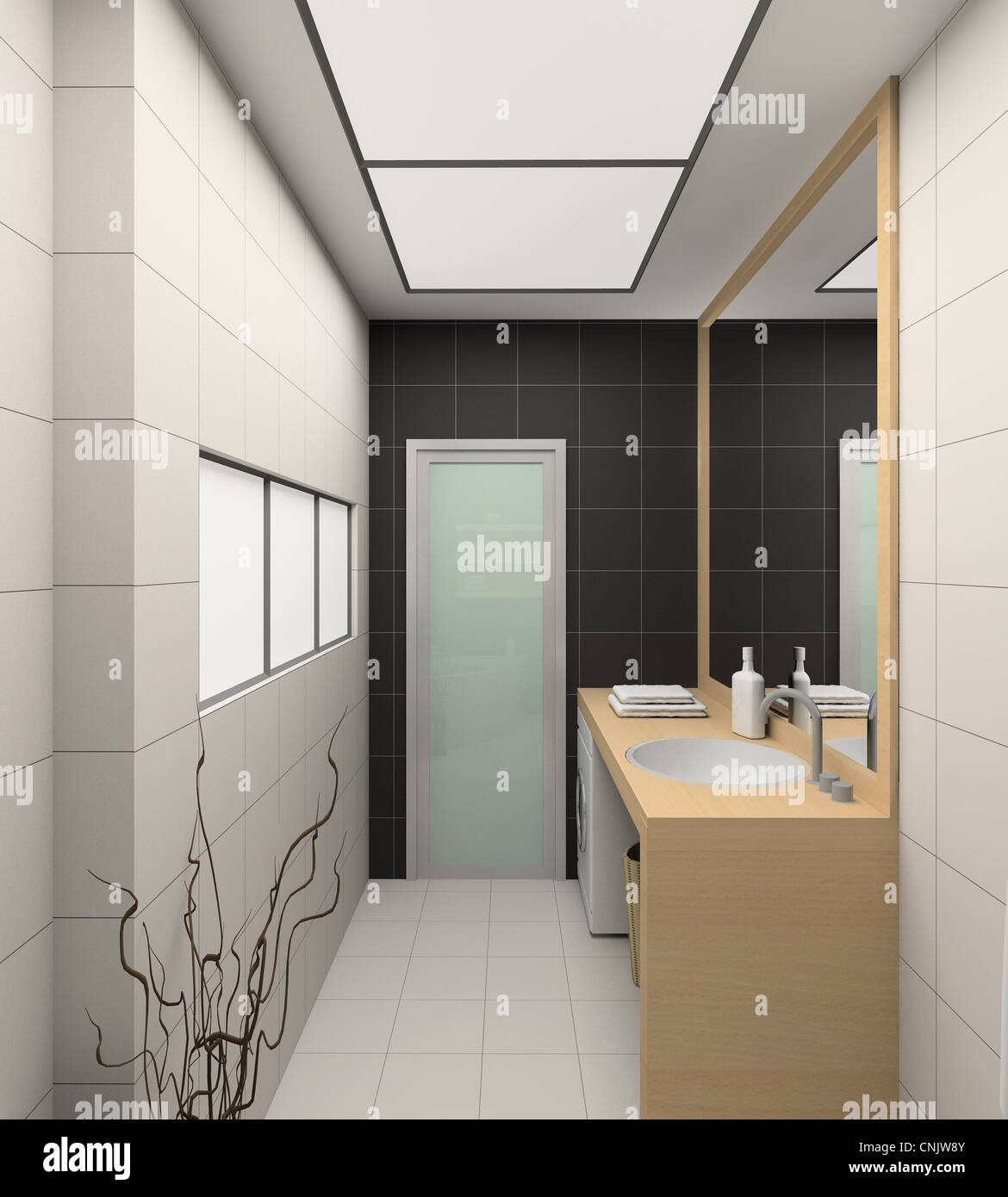 Modern design interior of bathroom. 3D render Stock Photo - Alamy