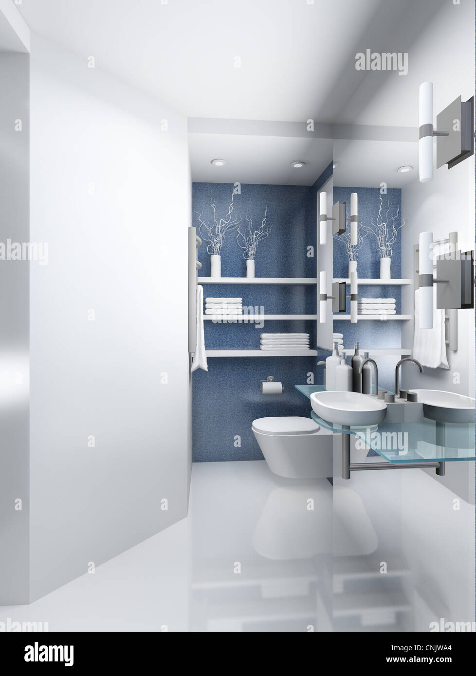 Modern design interior of toilet. 3D render Stock Photo - Alamy