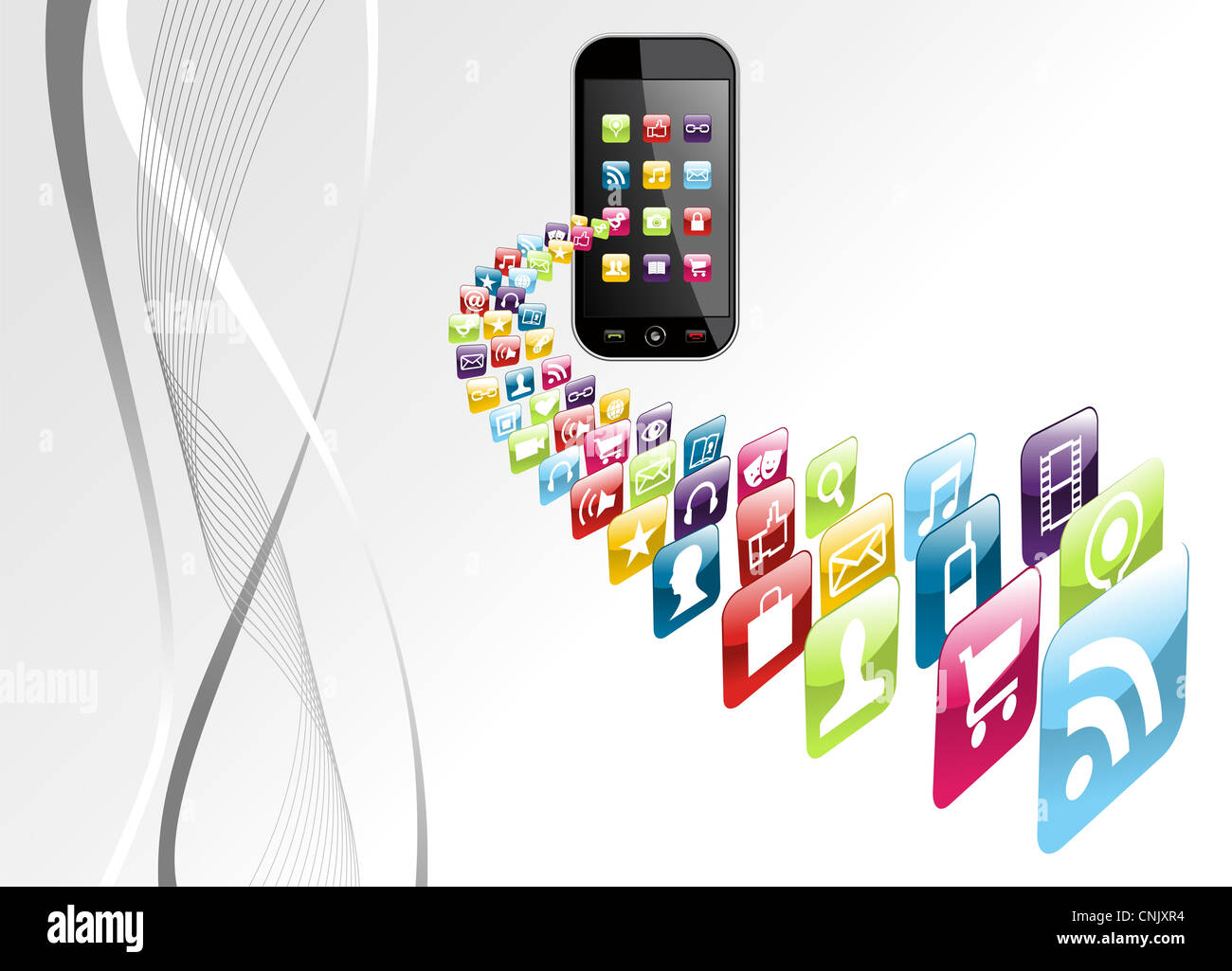 Smartphone application download on gray background. Vector file layered ...