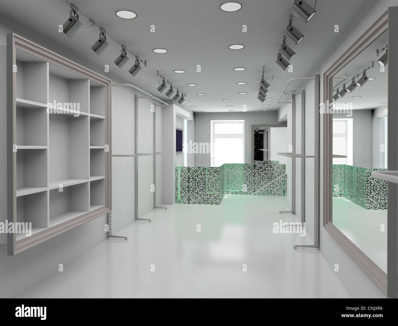 Modern design interior of shop. 3D render Stock Photo - Alamy