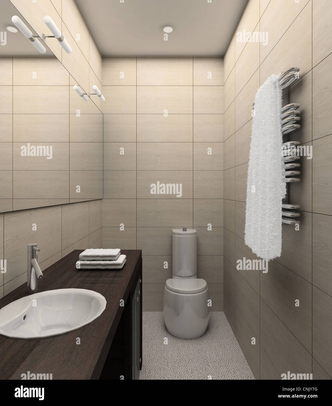 Modern design interior of toilet. 3D render Stock Photo - Alamy