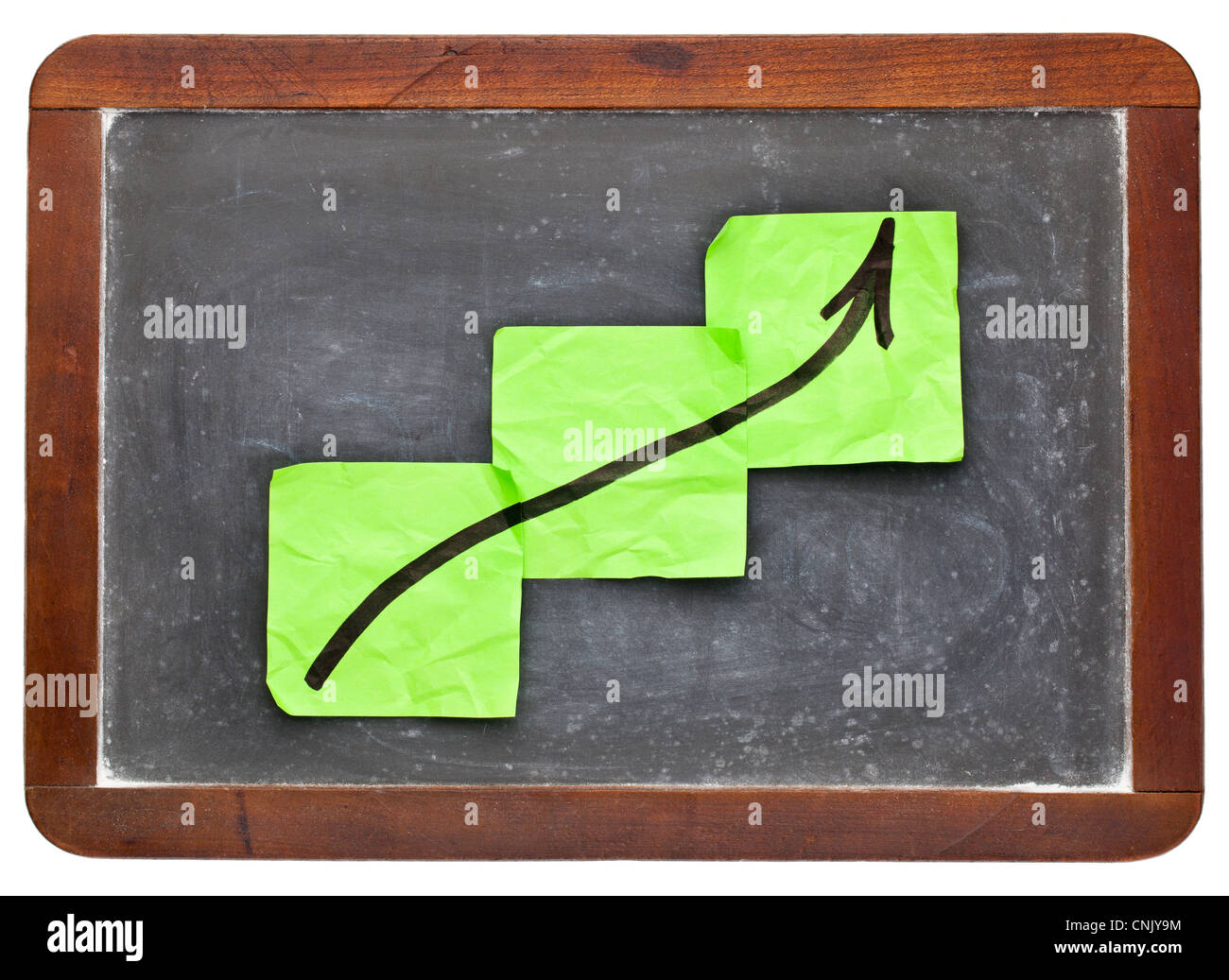 growth concept - sticky notes on vintage slate blackboard isolated on ...