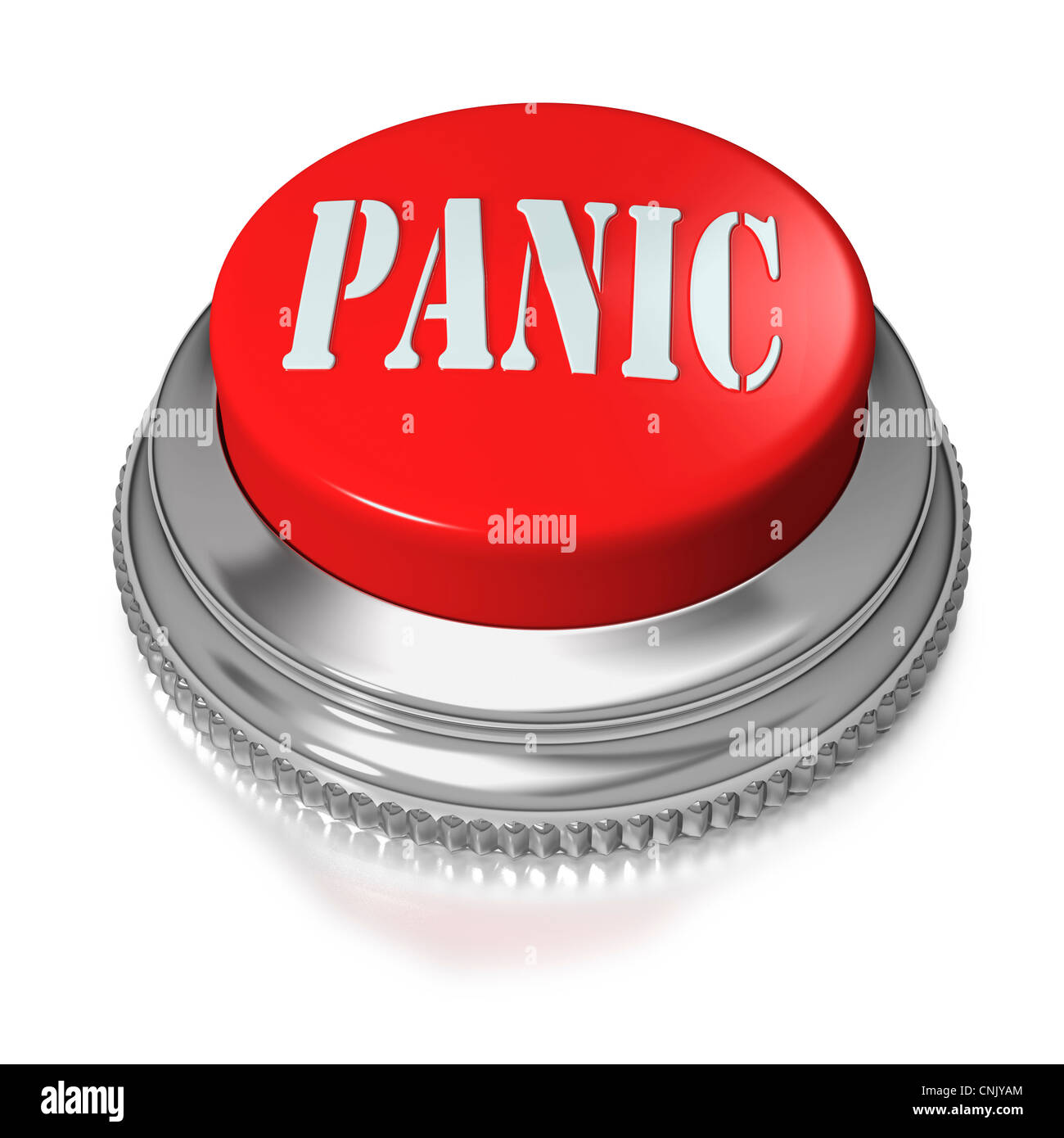 Panic red button switch on white background Stock Photo - Alamy
