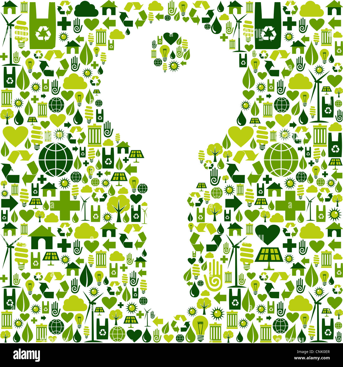 Key to green environment silhouette made with eco friendly icons ...
