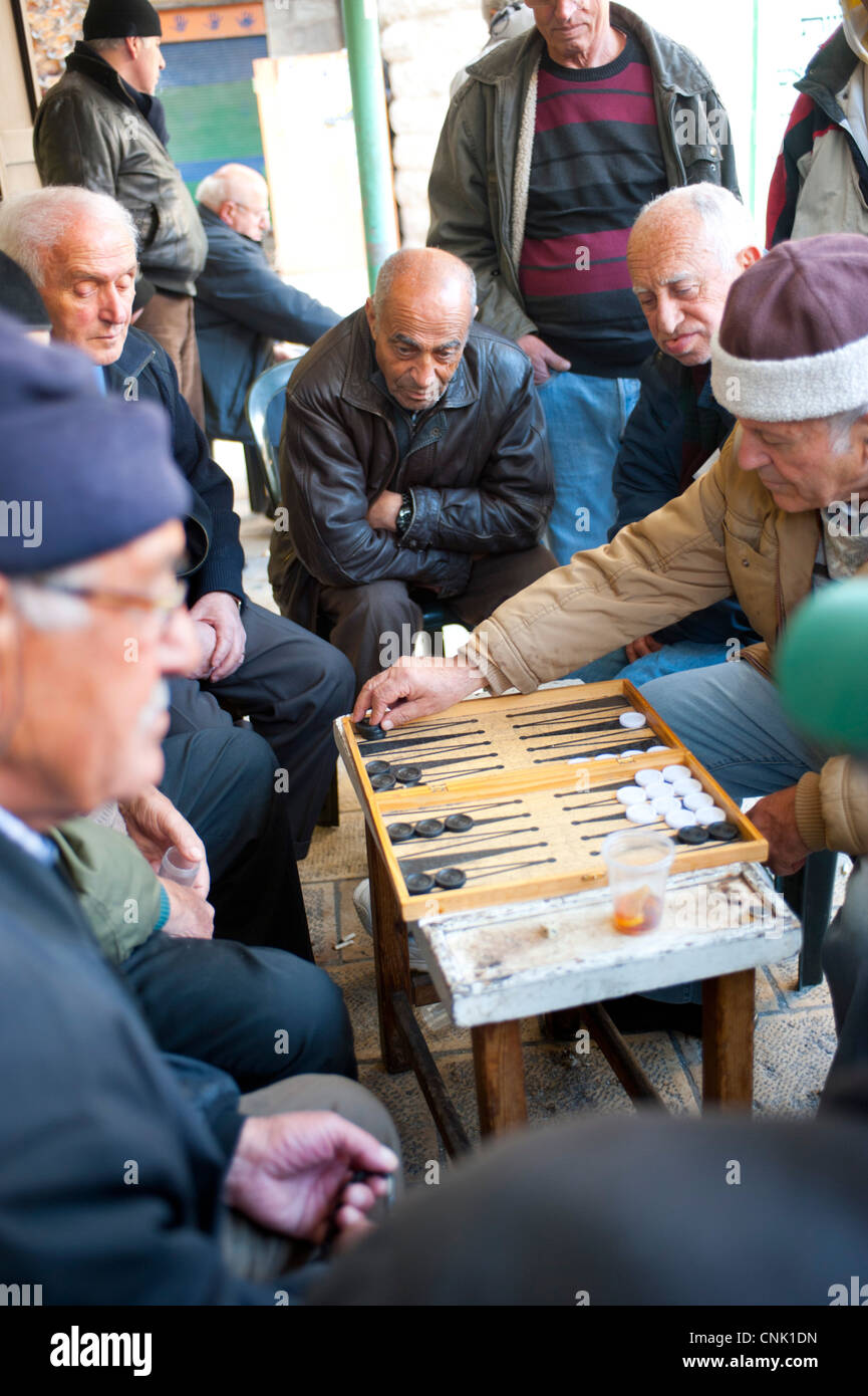 Israel Middle East Jerusalem - men playing the board game backgammon ...