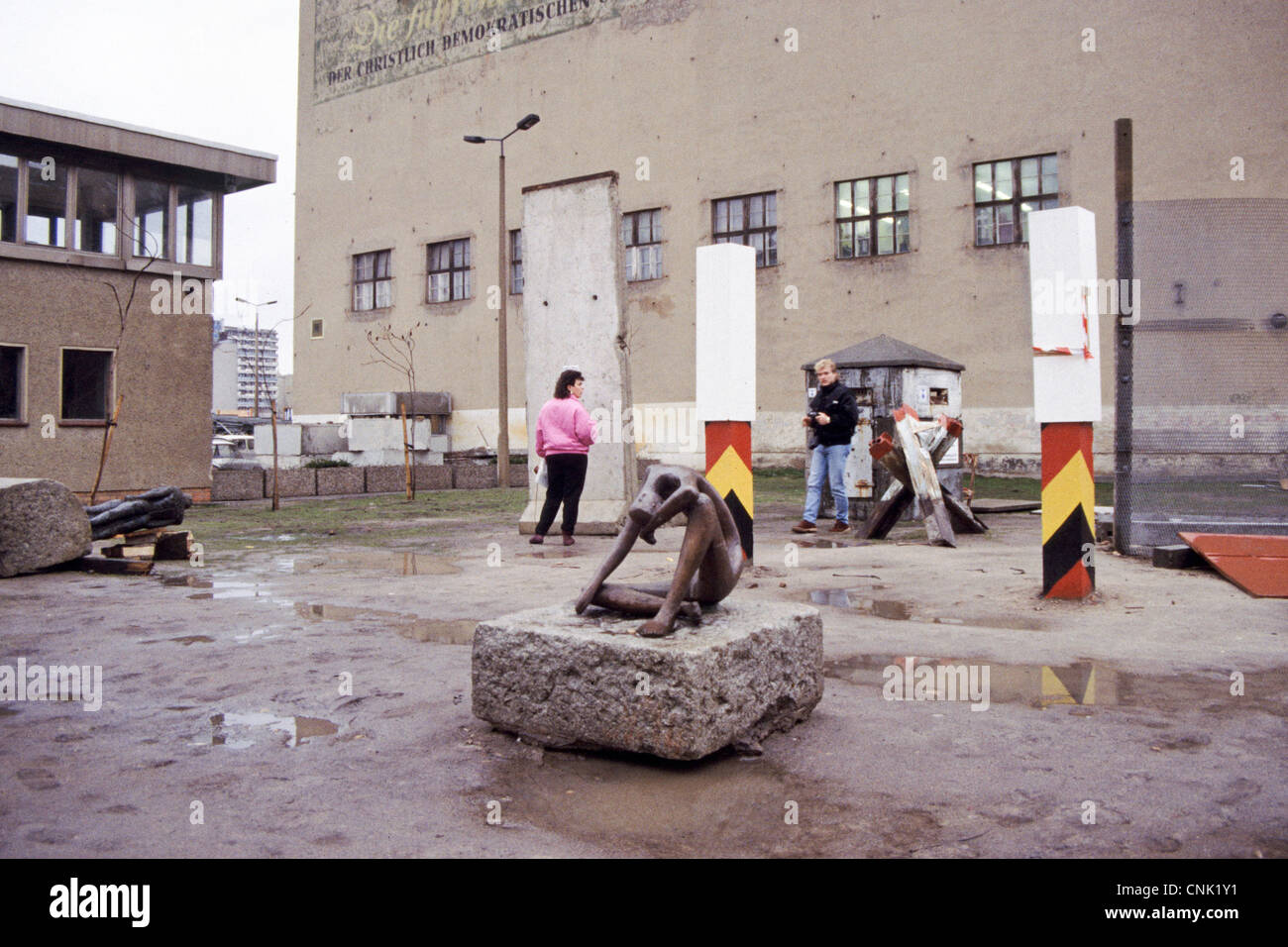 Checkpoint Charlie at Friedrichstrasse - Berlin Wall 1990 Stock Photo ...