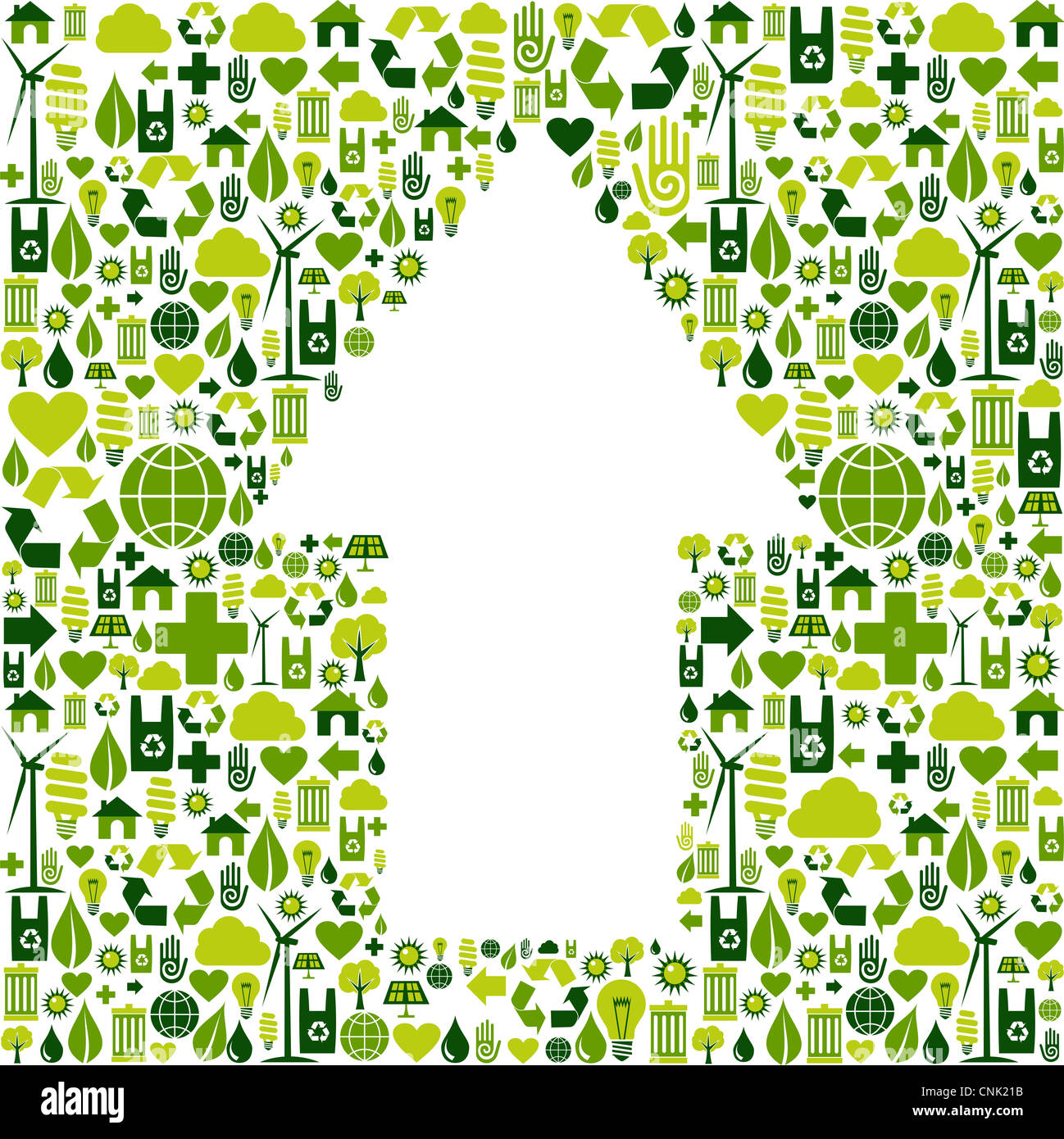 Green icons collection background in up arrow symbol. Vector file ...