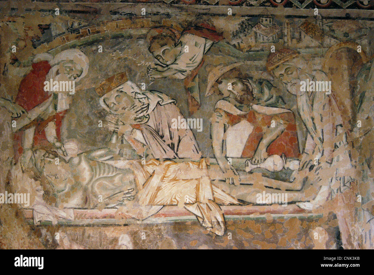 Entombment. Medieval fresco at Holy Sepulchre Chapel of the Winchester ...