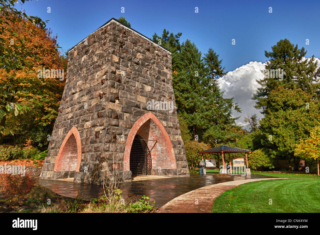 USA, Oregon, Lake Oswego, George Rogers Park, the first iron furnace on ...
