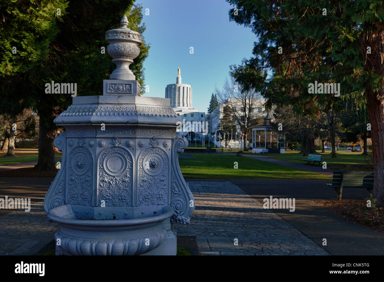 USA, Oregon, Salem, Oregon State Capitol Building, Digital Composite ...