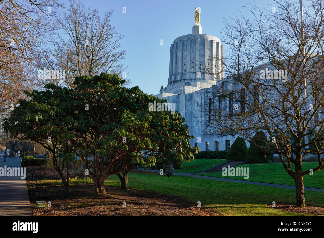 USA, Oregon, Salem, Oregon State Capitol Building, Digital Composite ...