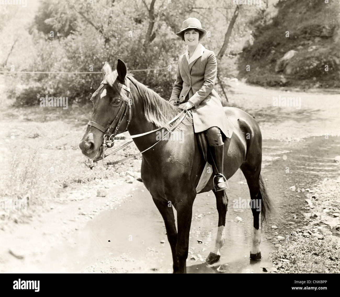 Classic Beauty on Horseback in a Stream Stock Photo - Alamy