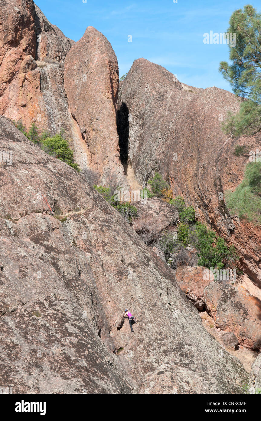 California, Pinnacles National Monument, female rock climber Stock ...