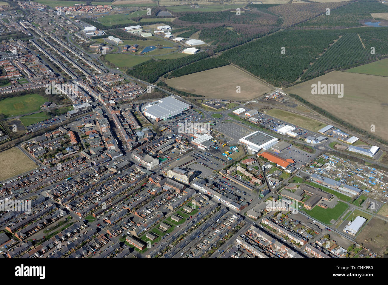 Aerial view of Ashington, Northumberland Stock Photo - Alamy