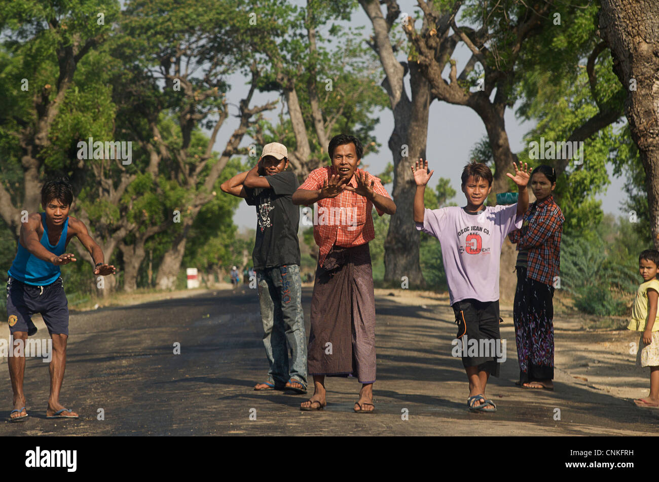 Group of Burmese villagers enjoying the water festival by targeting ...