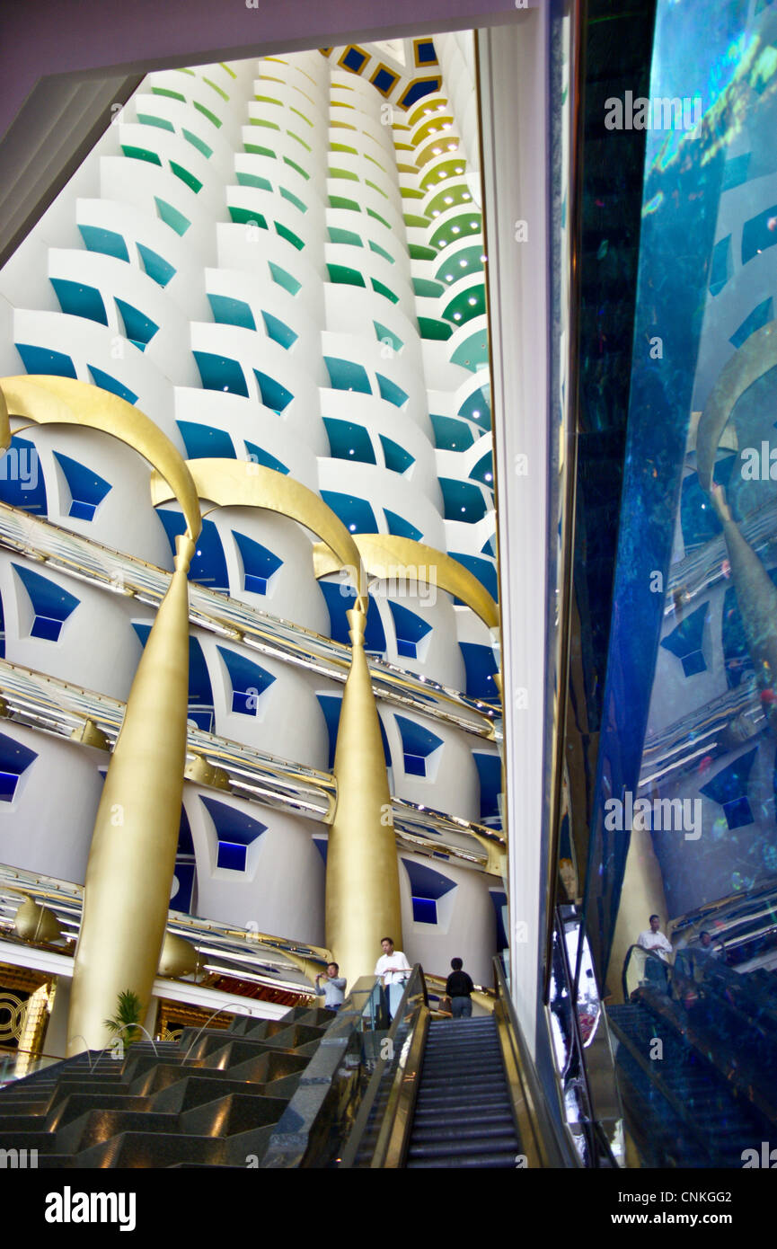 Interior lobby, Burj Al Arab Hotel, Jumeirah, Dubai, United Arab ...