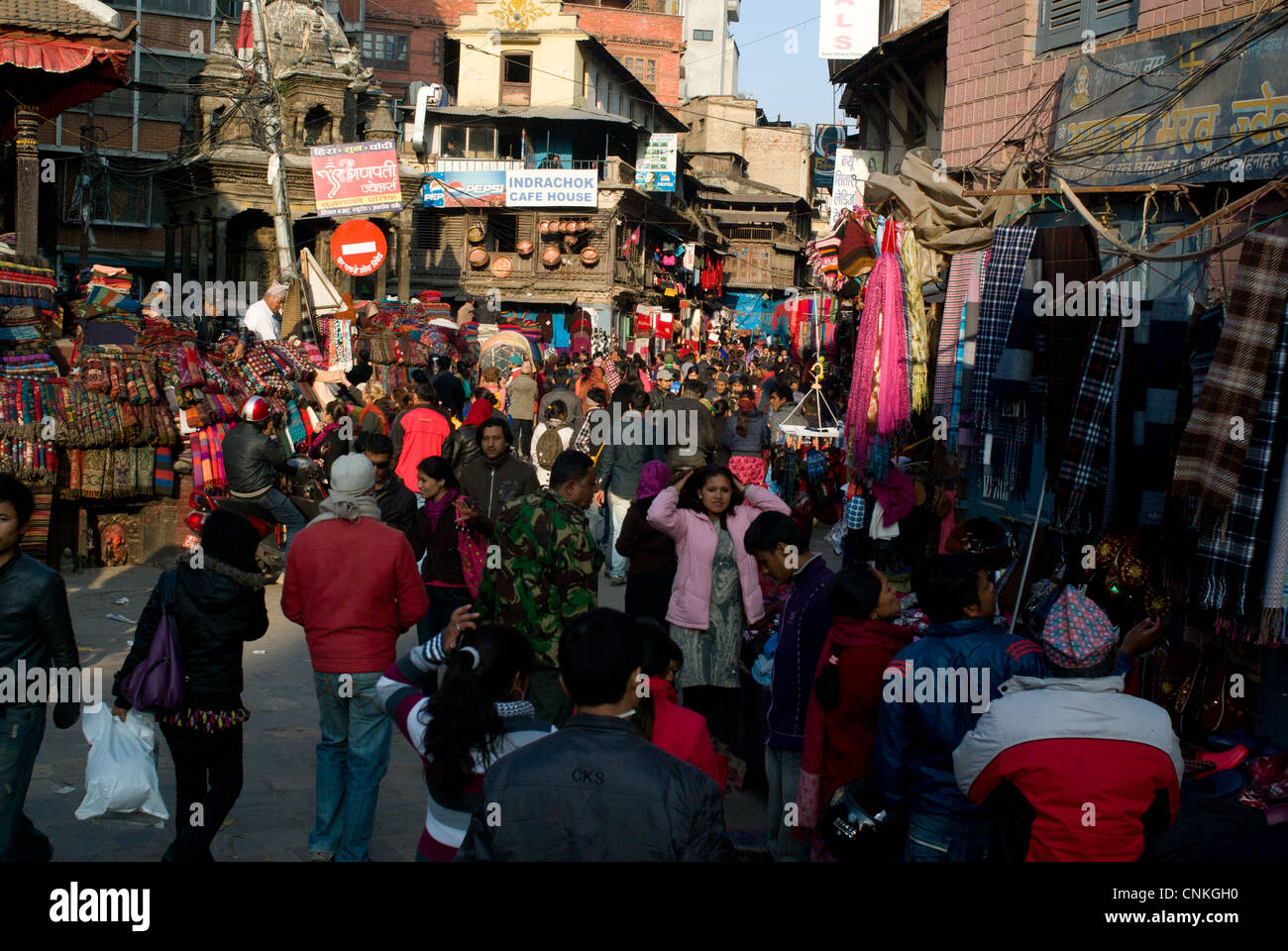 Colourful nepali crowd in old town on Kathmandu, Nepal looking for ...