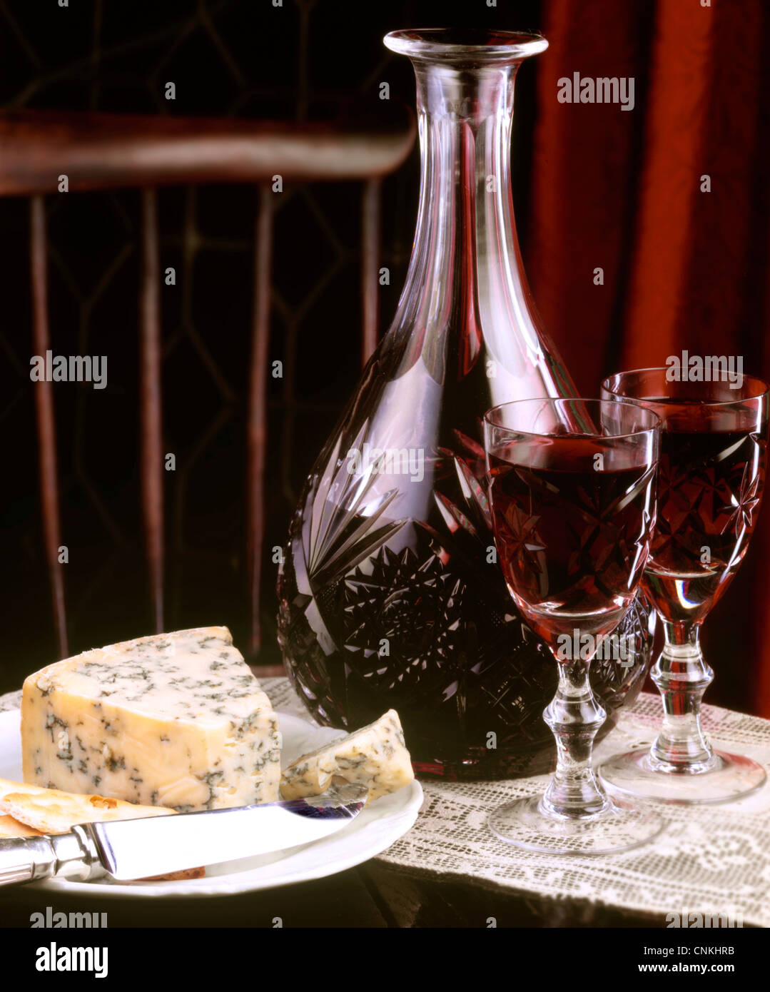 Stilton and port Stock Photo - Alamy