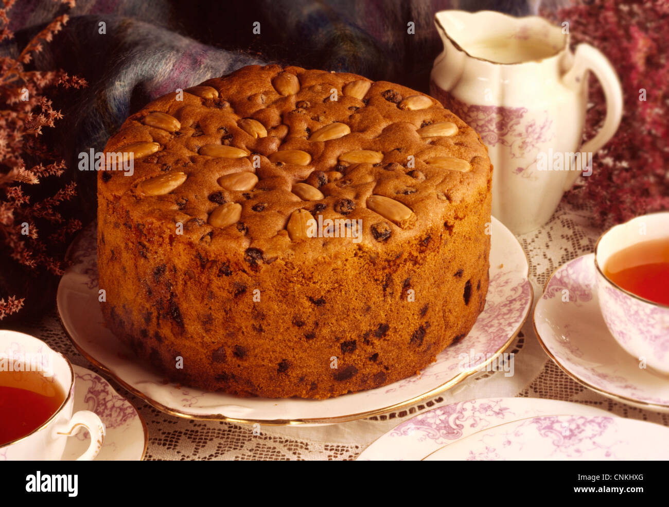 Traditional fruit cake with tea Stock Photo - Alamy