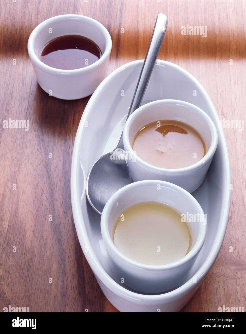 Variety of honey : clover honey, acacia honey and heather honey Stock ...