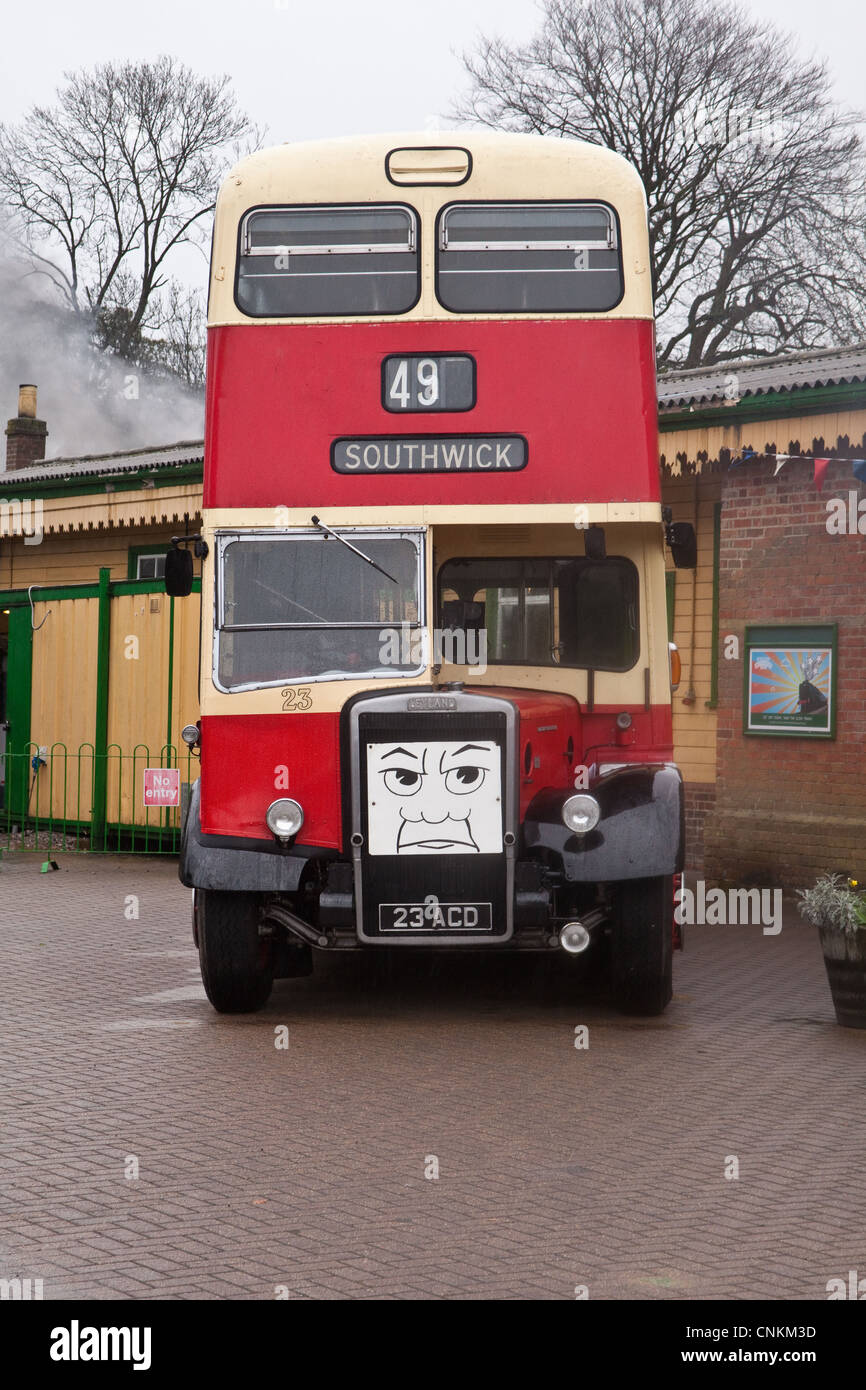 Bulgy the bus at Alresford steam railway station, Hampshire, England ...