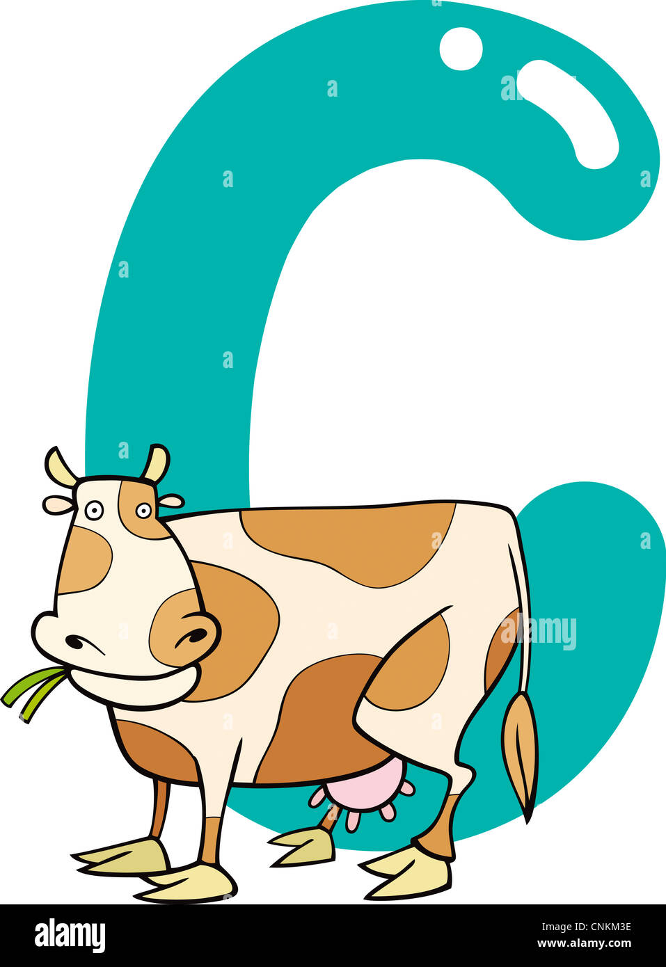 cartoon illustration of C letter for cow Stock Photo - Alamy