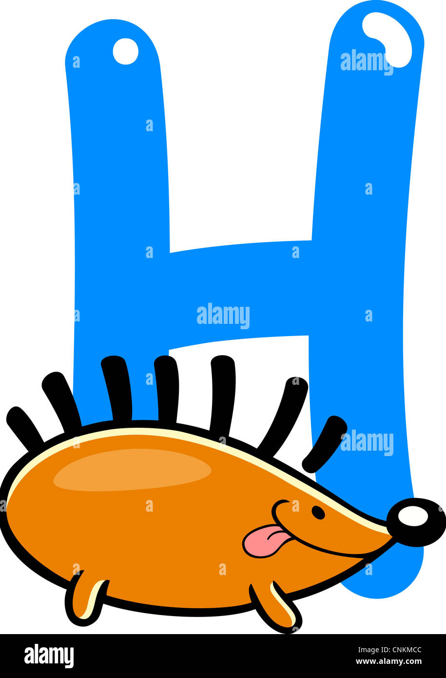 cartoon illustration of H letter for hedgehog Stock Photo - Alamy