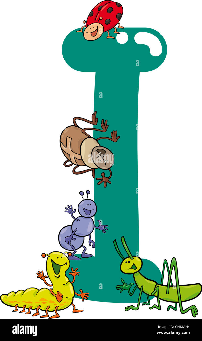 cartoon illustration of I letter for insects Stock Photo - Alamy